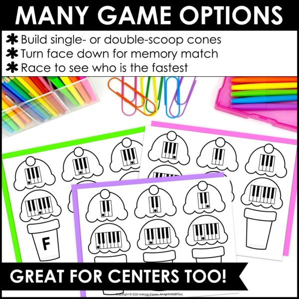 Beginning Piano Keys Matching Game for Summer - Ice Cream Keyboard ...