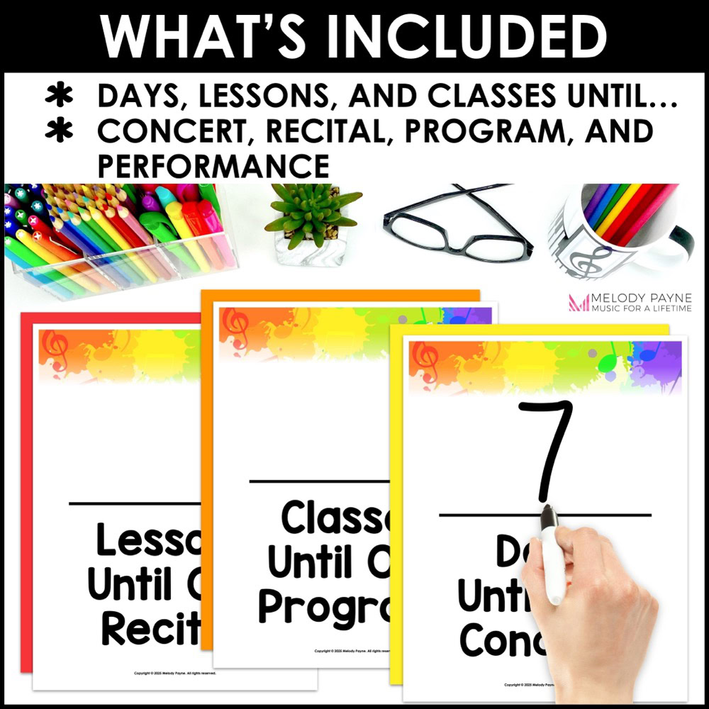 Recital & Concert Countdown Posters - Superstar Rainbow Music Classroom ...