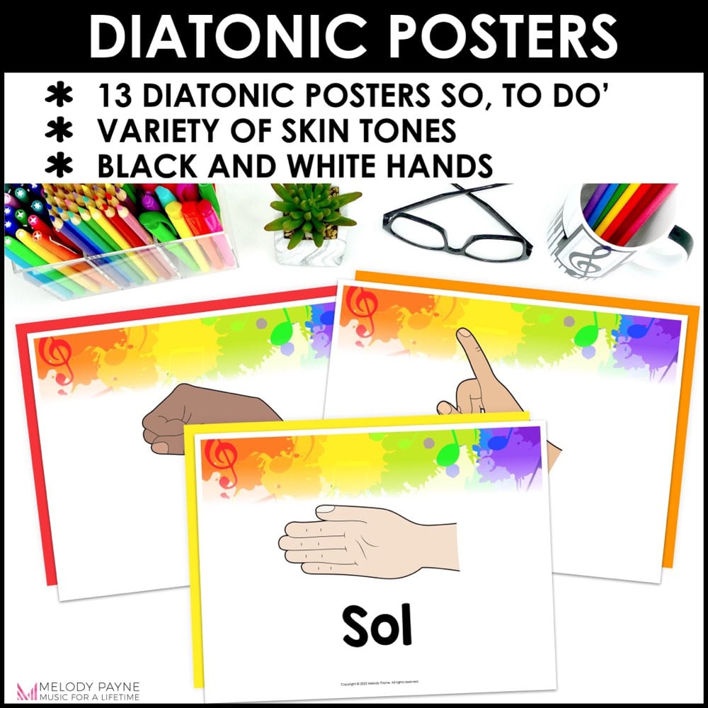 Solfege Hand Sign Posters- Kodaly Curwen Superstar Rainbow Music ...