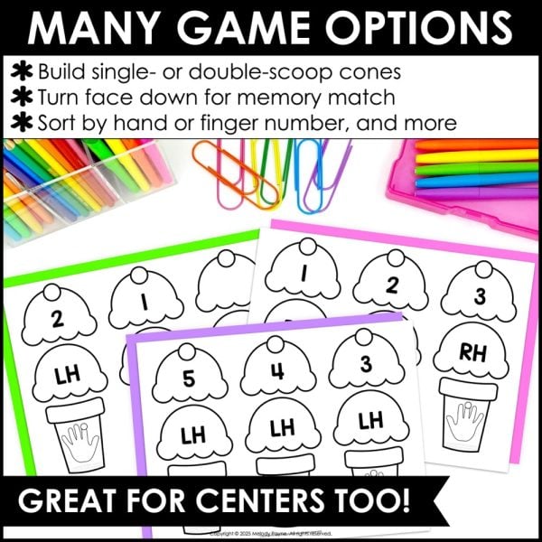 Pre-Staff Piano Finger Numbers Matching Game for Summer - Ice Cream ...