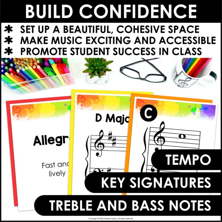 Superstar Rainbow Music Classroom Decor Bundle - Symbols, Solfege ...