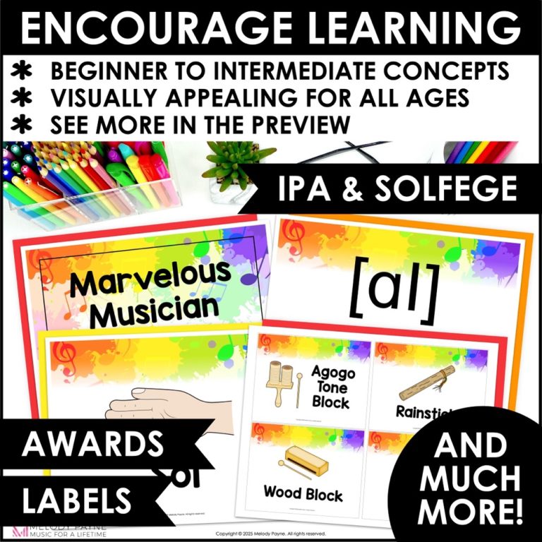 Superstar Rainbow Music Classroom Decor Bundle - Symbols, Solfege ...