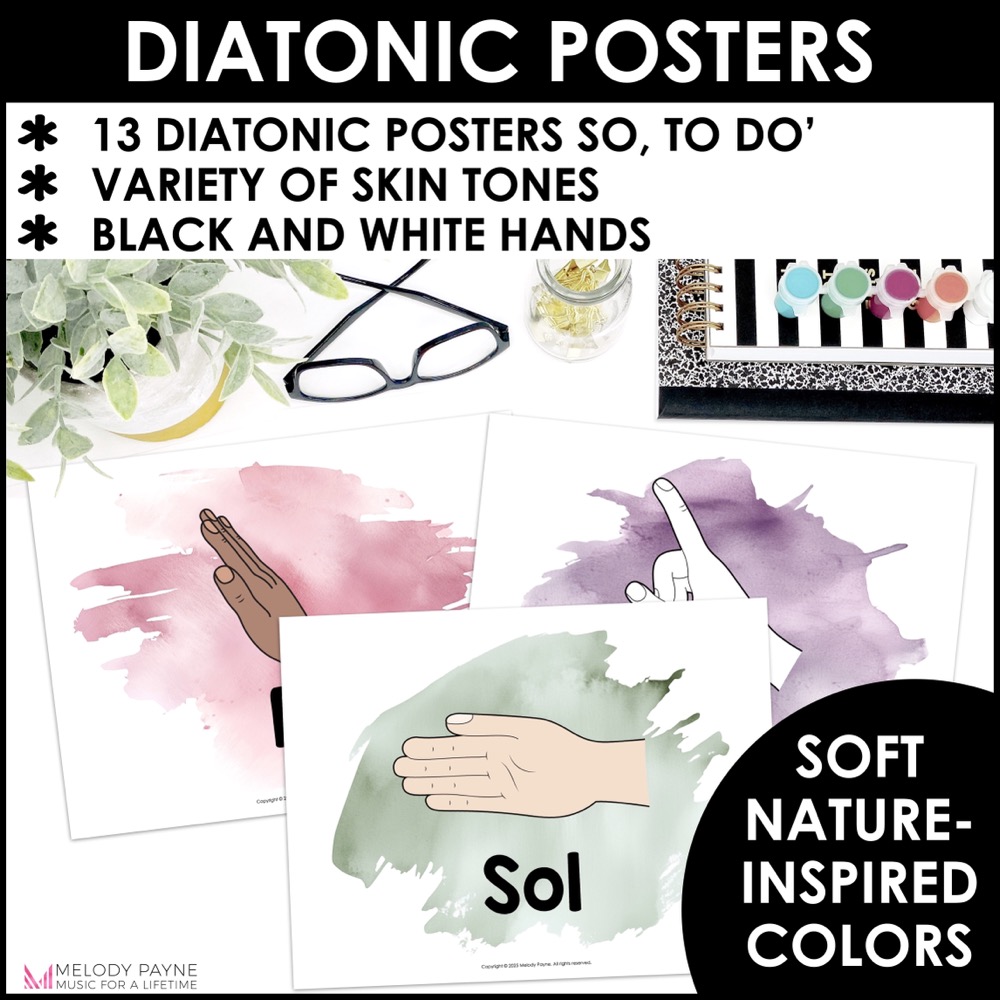 Solfege Hand Sign Posters- Kodaly Curwen Boho Watercolor Music ...